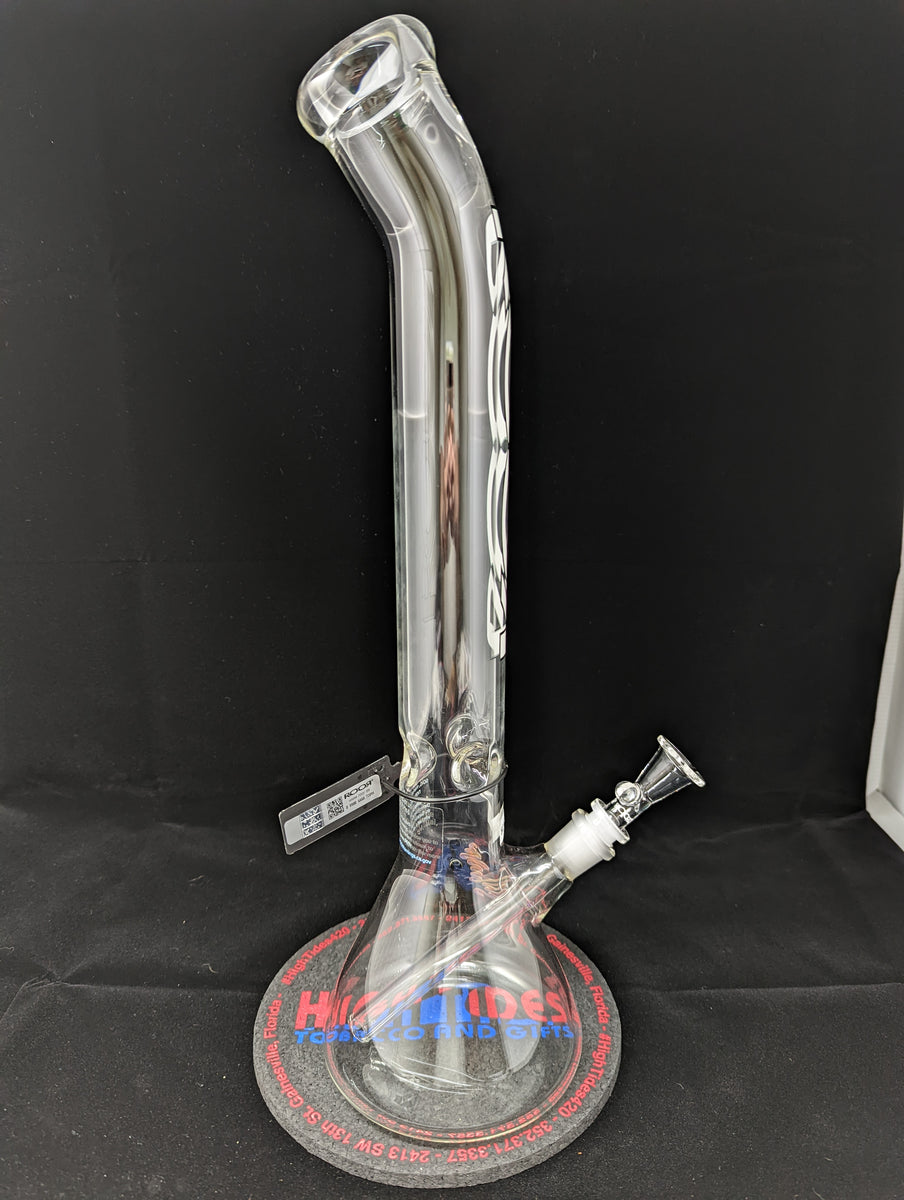 RooR Bent Neck Beaker.White/Black Outline. – HighTides420